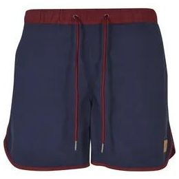 Badeshorts Urban Classics "Urban Classics Herren Retro Swimshorts", Gr. L, US-Gr&ouml;&szlig;en, burgundy, midnightnavy, 100% Polyamid, Badehosen Badeshorts