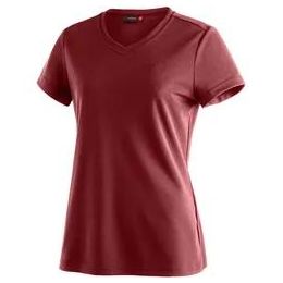 T-Shirt Maier Sports "Trudy", Damen, Gr. 34, weinrot, 100% Polyester, Rundhals, Shirts T-Shirt, Damen Kurzarmshirt, leichtes Sommer Funktionsshirt, V-Ausschnitt