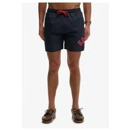 Badeshorts Superdry "PRINTED LOGO 16 SWIM SHORT", Herren, Gr. XXL, N-Gr, eclipse navy, Polyester, unifarben, Badehosen Badeshorts