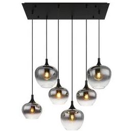 Globo LIGHTING H&auml;ngeleuchte "MAXY", schwarz matt, 6, H: 120cm, 1 Stk., Leuchten, H&auml;ngeleuchte Schwarz, Rauchglas, 3 Gl&auml;ser, h&ouml;henk&uuml;rzbar, E27, H&auml;ngeleuchte