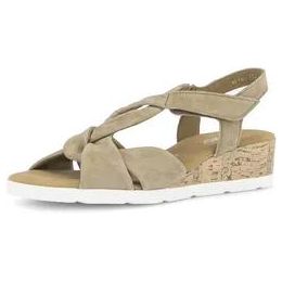 Keilsandalette Gabor "Malta", Damen, Gr. 40, sand, Ziegenveloursleder, Schuhe, Sommerschuh, Riemchensandale mit weichen Bandagen, G-Weite
