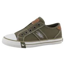 Slip-On Sneaker Mustang SHOES "Gaspare", M&auml;dchen, Gr. 37, khaki, Baumwolle, Schuhe, Freizeitschuh, Slipper, Halbschuh mit Kontrastn&auml;hten
