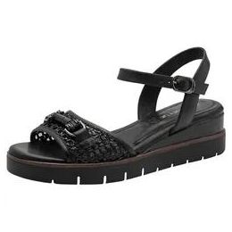 Keilsandalette Tamaris "Tamaris Sandalen Leder/Textil", Damen, Gr. 38, schwarz, Leder, Textil, Schuhe