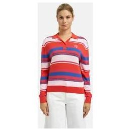 Smith & Soul Polokragenpullover SMITH & SOUL, Damen, Gr. S, mandarin rot print, Feinstrick, Obermaterial: 40% Viskose, 30% Polyamid, 20% Polyester, 10% Kaschmir, gestreift, h&uuml;ftbedeckend, Rippb&uuml;ndchen, Pullover, mit Stickerei, Streifen-Design