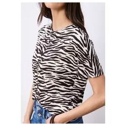 T-Shirt Street One, Damen, Gr. 46, espresso braun, Jersey, Obermaterial: 95% Viskose, 5% Elasthan, regular fit normal, Rundhals, Shirts T-Shirt, mit Zebra Print