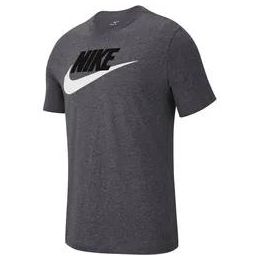 T-Shirt Nike SPORTSWEAR "M NSW TEE ICON FUTURA", Herren, Gr. M, grau, meliert, Jersey, Obermaterial: 100% Baumwolle, normal, Rundhals, Shirts T-Shirt
