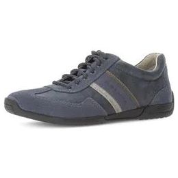 Sneaker PIUS Gabor, Herren, Gr. 11,5 (46,5), blau (dunkelblau), Lederimitat, Veloursleder, Schuhe Sneaker, Freizeitschuh, Halbschuh, Schn&uuml;rschuh mit Logo, Weite G (=weit)