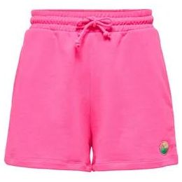 Sweatshorts Only "ONLMINNA SWEAT SHORTS CS SWT", Damen, Gr. S, N-Gr, knockout pink detail:Only badge, Sweatware, Obermaterial: 65% Polyester, 35% Baumwolle, unifarben, regular fit kurz, Hosen Sweatshorts, Materialmix, regular fit