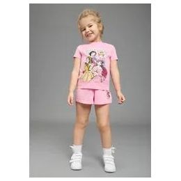 Shirt & Shorts Kidsworld "PRINCESS 2tlg. Set: Scheewitttchen, Ariel & Freundinnen - Disney", M&auml;dchen, Gr. 128/134, pink, Single Jersey, Obermaterial: 100% Baumwolle, bedruckt, KOB Set-Artikel, aus Baumwolle, Single Jersey Material