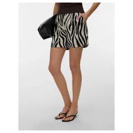 V&eacute;ro Moda Shorts VERO MODA "VMJESMILO HW SHORTS WVN NOOS", Damen, Gr. M, N-Gr, silber lining aop:sina zebra schwarz, Web, Obermaterial: 55% Viskose, 45% Leinen, bedruckt, regular fit kurz, Hosen Shorts, Viskosemischung, regular fit, mit Leinen