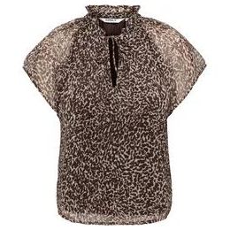 Chiffonbluse Only "ONLLERI-PENINNA S/S TIED NECK SHIRT WVN", Damen, Gr. M, chocolate martini aop:leo cow dreams, Web, Obermaterial: 100% Polyester, bedruckt, regular fit normal, Blusen Chiffonbluse, Polyester, regular fit