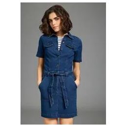 Jeanskleid Arizona, Damen, Gr. 36, N-Gr, dunkelblau used, Denim/Jeans, Obermaterial: 82% Baumwolle, 17% Polyester, 1% Elasthan, unifarben, regular fit kniefrei, Kleider, kniefrei, aus elastischer Baumwollmischung, mit aufgesetzten Taschen