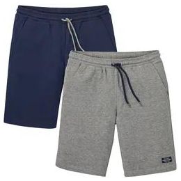 Sweatbermudas bonprix, Herren, Gr. 52/54, N-Gr, dunkelblau, grau meliert, Sweatware, Obermaterial: 100% Baumwolle, regular fit, Hosen, aus Baumwolle, Regular Fit, mit vier Taschen