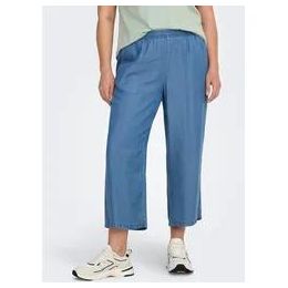 Culotte Only CARMAKOMA "CARCHARIS LIFE CULOTTE PANTS CC PNT", Damen, Gr. 52, N-Gr, medium blau denim, Web, Obermaterial: 100% Lyocell, unifarben, kn&ouml;chelfrei, Hosen Culotte, Sommerhose, im Denim Look