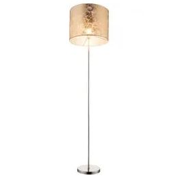 Globo LIGHTING Stehlampe "AMY", nickel matt, 1, &Oslash; 40cm H: 160cm, 1 Stk., Leuchten, Stehleuchte Nickel matt, Textil gold, Fu&szlig;schalter, E27, Stehlampe