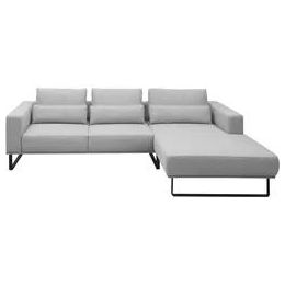 Ecksofa Musterring "JustB PM100", light, grau, B:292cm H:88cm T:185cm, 100% Polyester, Sofas, Ecksofa, Modernes Design mit schwarzen Metallkufen und 292 cm Breite - 6 Farben