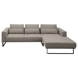 Ecksofa Musterring "JustB PM100", taupe, B:292cm H:88cm T:185cm, 100% Polyester, Sofas, Ecksofa, Modernes Design mit schwarzen Metallkufen und 292 cm Breite - 6 Farben
