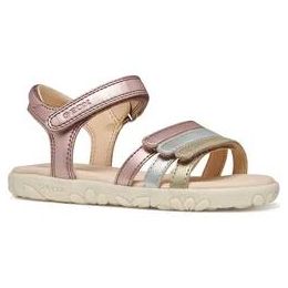 Sandale Geox "J SANDAL HAITI GIRL", M&auml;dchen, Gr. 31, rosa, multi, Lederimitat, leicht gl&auml;nzend, Schuhe Sandale, Sandale im Pastell-Look, Gr&ouml;&szlig;enschablone zum Download