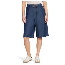 Bermudas Cartoon "Damen mit Bindeg&uuml;rtel", Damen, Gr. 40, Normalgr&ouml;&szlig;en, blau, Obermaterial: 61% Lyocell, 39% Baumwolle, loose fit kurz, Hosen Bermudas