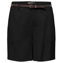 Chinoshorts Only "ONLSIESTA HW BELT LIN BL SHORTS PNT NOOS", Damen, Gr. S, N-Gr, schwarz, Web, Obermaterial: 80% Viskose, 20% Leinen, unifarben, regular fit kniefrei, Hosen Chinoshorts, mit Leinen