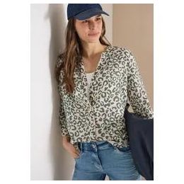 Longbluse Cecil, Damen, Gr. XXL (46), macadamia beige, Web, 55% Leinen, 45% Viskose, klassisch normal, Rundhals, B&uuml;ndchen, Blusen Longbluse, mit Knopfleiste