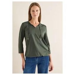 Langarmshirt Cecil, Damen, Gr. XXL (46), khaki, Stoff, 50% Modal, 50% Baumwolle, unifarben, comfort fit normal, V-Ausschnitt, normaler Saum, Shirts Langarmshirt, Jersey