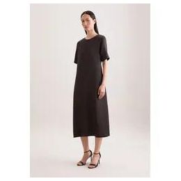 Sommerkleid Seidensticker, Damen, Gr. XL (42), Normalgr&ouml;&szlig;en, braun, 70% Viskose, 30% Leinen, unifarben, regular fit, Rundhals, Kleider Sommerkleid, 1/2 Rundhals Uni