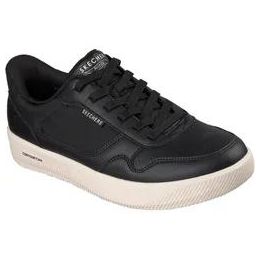 Slip-On Sneaker Skechers "ARCH FIT COURT BREAK", Herren, Gr. 45, schwarz, Lederimitat, Schuhe, Schn&uuml;rschuh, Freizeitschuh mit Handsfree Slip-Ins Technologie