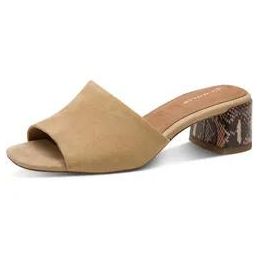 Pantolette Tamaris, Damen, Gr. 37, braun, Ziegenveloursleder, unifarben, Schuhe Pantolette, Blockabsatz, Businessschuh, Abendschuh mit Touch it-Ausstattung, Topseller