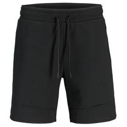 Jack & Jones PlusSize Sweatshorts "JPSTGORDON BASE SWEAT SHORTS SRT SN PLS", Herren, Gr. 48 (7XL), N-Gr, schwarz, Sweatware, Obermaterial: 75% Polyester, 21% Baumwolle, 4% Elasthan, JACK & JONES PLUSSIZE, unifarben, kniefrei, Hosen Sweatshorts, Materialmix mit Stretch, regular fit