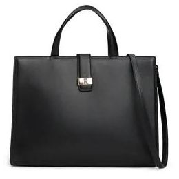 Satchel Tommy Hilfiger "TH HERITAGE SATCHEL", Damen, Gr. B/H/T: 36,5cm x 27cm x 13,5cm, schwarz, Lederimitat, Taschen, Damen Tragetasche, Umh&auml;ngetasche, Schultertasche mit RV-Innentasche