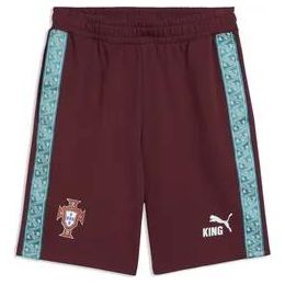 Sporthose Puma "Portugal KING Sweat-Shorts Herren", Herren, Gr. M, Normalgr&ouml;&szlig;en, ruby shimmer sea glass rot blau, Obermaterial: 68% Baumwolle, 32% Polyester. Taschenfutter: 100% Baumwolle. Besatz: 100% Polyester, unifarben, regular fit, Hosen Sporthose