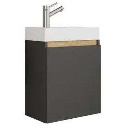 Waschtisch Vcm "2 tlg. H&auml;ngeschrank G&auml;ste-WC Waschbecken Softclose Cosila", braun (anthrazit, honig, eiche), B:41cm T:22cm, Waschtische, Waschtisch