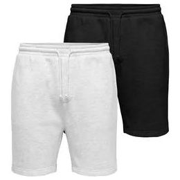 Only & Sons Shorts ONLY & SONS "ONSCHASE REG SWEAT SHORTS 2-PACK OTL", Herren, Gr. XL, N-Gr, schwarz pack:1 x schwarz 1 x lgm, Web, Obermaterial: 52% Baumwolle, 48% Polyester, unifarben, regular fit normal, Hosen Shorts
