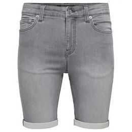 Only & Sons Shorts ONLY & SONS "ONSPLY BOX PIM JOG DNM SHORTS OTL", Herren, Gr. XXL, N-Gr, dunkelgrau denim, Web, Obermaterial: 64% Baumwolle, 31% Polyester, 3% Viskose, 2% Elasthan, unifarben, regular fit knielang, Hosen Shorts