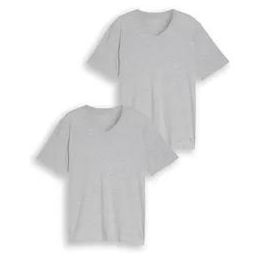 T-Shirt Tom Tailor, Herren, Gr. XL, light stone grau melange, Single Jersey, Obermaterial: 60% Baumwolle, 40% Polyester, regular fit taillenbedeckt, V-Ausschnitt, gerader Abschluss, Shirts T-Shirt, mit V-Ausschnitt, Doppelpack