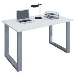 Schreibtisch Vcm "Schreibtisch B&uuml;rotisch Computertisch 140x50 Lona U", wei&szlig; (silber, wei&szlig;), B:140cm T:50cm, Tische, Schreibtisch