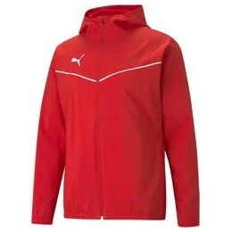 Allwetterjacke Puma "TEAMRISE ALL WEATHER JACKET", Herren, Gr. M, Puma rot, Puma wei&szlig;, Netz, Obermaterial: 100% Polyester, unifarben, regular fit normal, Jacken, f&uuml;r Fu&szlig;ballaktivit&auml;ten, mit Kapuze, Regular Fit