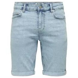 Only & Sons Shorts ONLY & SONS "ONSPLY PIM DNM SHORTS", Herren, Gr. L, N-Gr, light blau denim, Web, Obermaterial: 65% Baumwolle, 18% Polyester, 15% Viskose, 2% Elasthan, unifarben, regular fit, Hosen Shorts