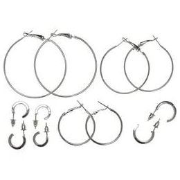 Schmuckset Urban Classics "Urban Classics Damen Basic Hoop Earrings 6-Pack", silber, Schmuck_Sets, Damen, onesize, Eisen, Stahl, unifarben, Schmuckset