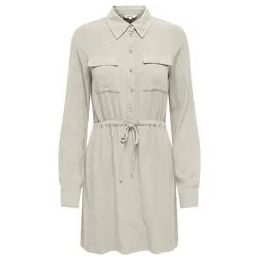 Blusenkleid Only "ONLSIESTA L/S LINEN BL SHIRT DRESS PNT", Damen, Gr. XS, N-Gr, moonbeam, Web, Obermaterial: 80% Viskose, 20% Leinen, unifarben, regular fit kurz, 1-Knopf-Manschette, Kleider Blusenkleid, Viskosemischung, regular fit, mit Leinen