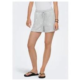 Sweatshorts Only "ONLLUNA BERMUDA SHORTS UB SWT", Damen, Gr. L, N-Gr, light grau melange aop:smal ditsy cloud, Sweatware, Obermaterial: 100% Polyester, bedruckt, regular fit kurz, Hosen Sweatshorts, Polyester, regular fit