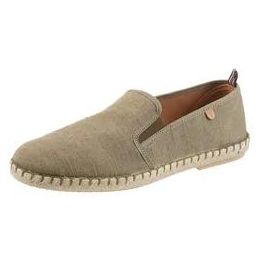 Slipper VERBENAS "TOM MALI", Herren, Gr. 46, khaki, Textil, meliert, unifarben, Basic, Schuhe Slipper, Schlupfschuh, Urlaubsschuh, Flat mit Bast-Sohlenumrahmung