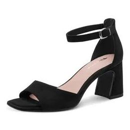 Sandalette Tamaris, Damen, Gr. 38, schwarz, Textil, Basic, Schuhe Sandalette, Blockabsatz, Riemchensandale, Sommerschuh in veganer Verarbeitung