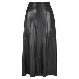 Sommerrock Urban Classics "Urban Classics Damen Ladies Synthetic Leather Midi Skirt", Damen, Gr. XS, schwarz, 93% Polyester, 7% Elasthan, unifarben, loose fit, R&ouml;cke