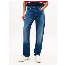 Tommy Hilfiger Straight-Jeans TOMMY JEANS "RYAN SLIM STRAIGHT", Herren, Gr. 32, L&auml;nge 30, denim schwarz, Denim/Jeans, Obermaterial: 99% Baumwolle, 1% Elasthan, unifarben, regular fit lang, Jeans Straight-Jeans, Slim fit mit Taschen