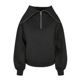 Sweater Urban Classics "Urban Classics Damen Ladies Oversized High Neck Troyer Crew", Damen, Gr. S, schwarz, 65% Baumwolle, 35% Polyester, unifarben, Sweatshirts Sweater