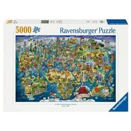 Puzzle Ravensburger "Weltkarte mit Sehensw&uuml;rdigkeiten", bunt, Puzzles, KinderB:153cm H:101cm, Pappe, Motiv, Made in Germany, B:153cm H:101cm