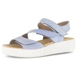 Riemchensandale Gabor, Damen, Gr. 43, hellblau, Glattleder, Lackleder, Veloursleder, Schuhe Riemchensandale, Plateau, Bequemschuh, Sandalette, Sommerschuh mit Ziern&auml;hten