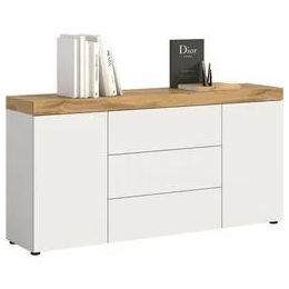 Sideboard OTTO HOME "MAMBO, TOPSELLER, Breite 160cm, 2 T&uuml;ren, 3 Schubk&auml;sten, push-2-open", platin wei&szlig;, wotan eiche nachbildung, B:160cm H:80cm T:37cm, FSC-zertifizierter Holzwerkstoff, Sideboards, Sideboard, Kommode, Anrichte, Wohnzimmer, Schlafzimmer